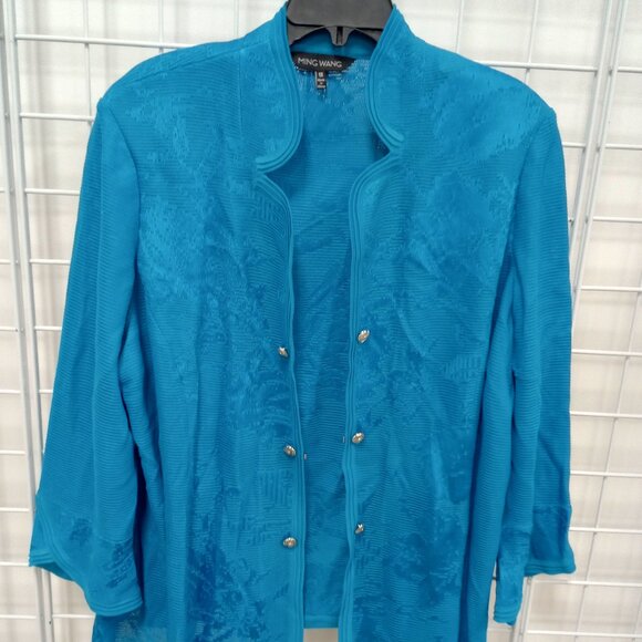 Ming Wang | Jackets & Coats | Ming Wang Jacket Blue Turquoise X | Poshmark